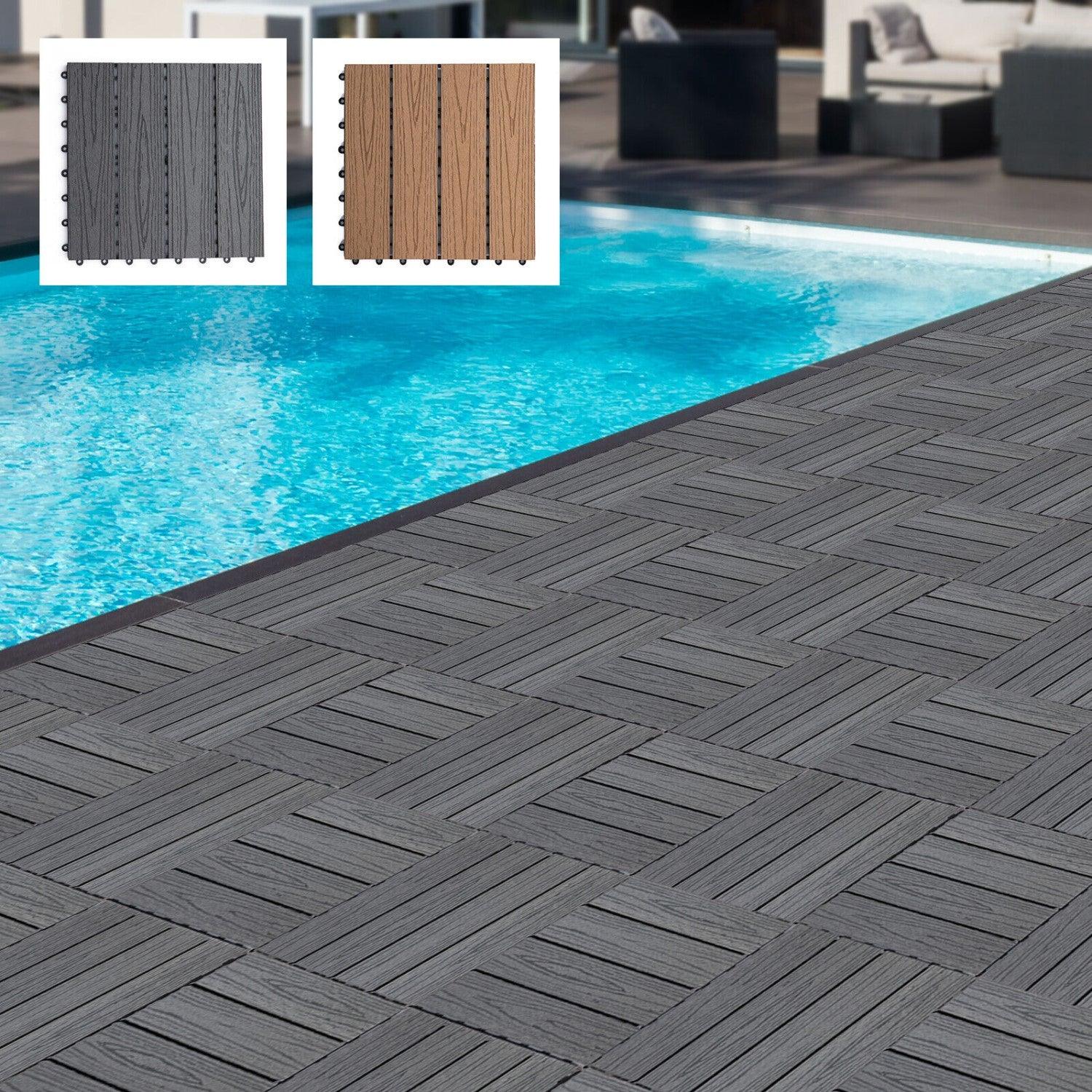 12 x 12 Inch Interlocking HDPE All Weather Flooring Deck Tiles - Pack of 11