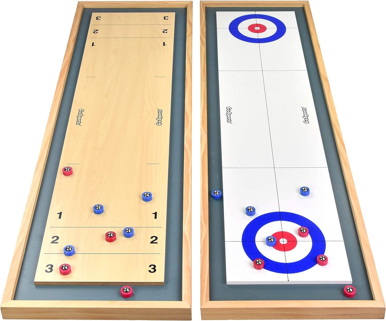 2 in 1 Table Top Shuffleboard and Curling Board Game