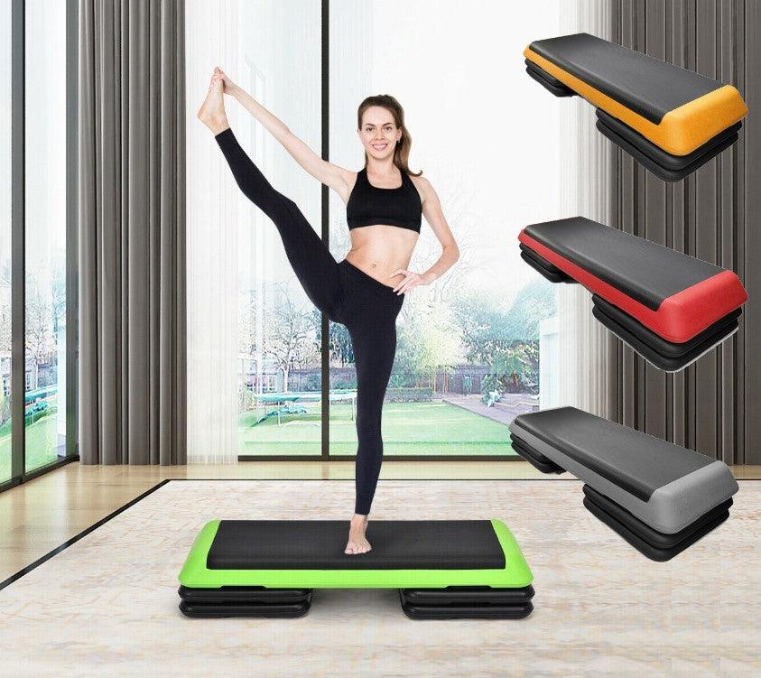 43 Inch Adjustable Height Aerobic Step with 4 Risers
