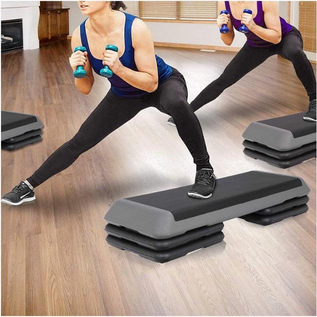 43 Inch Adjustable Height Aerobic Step with 4 Risers