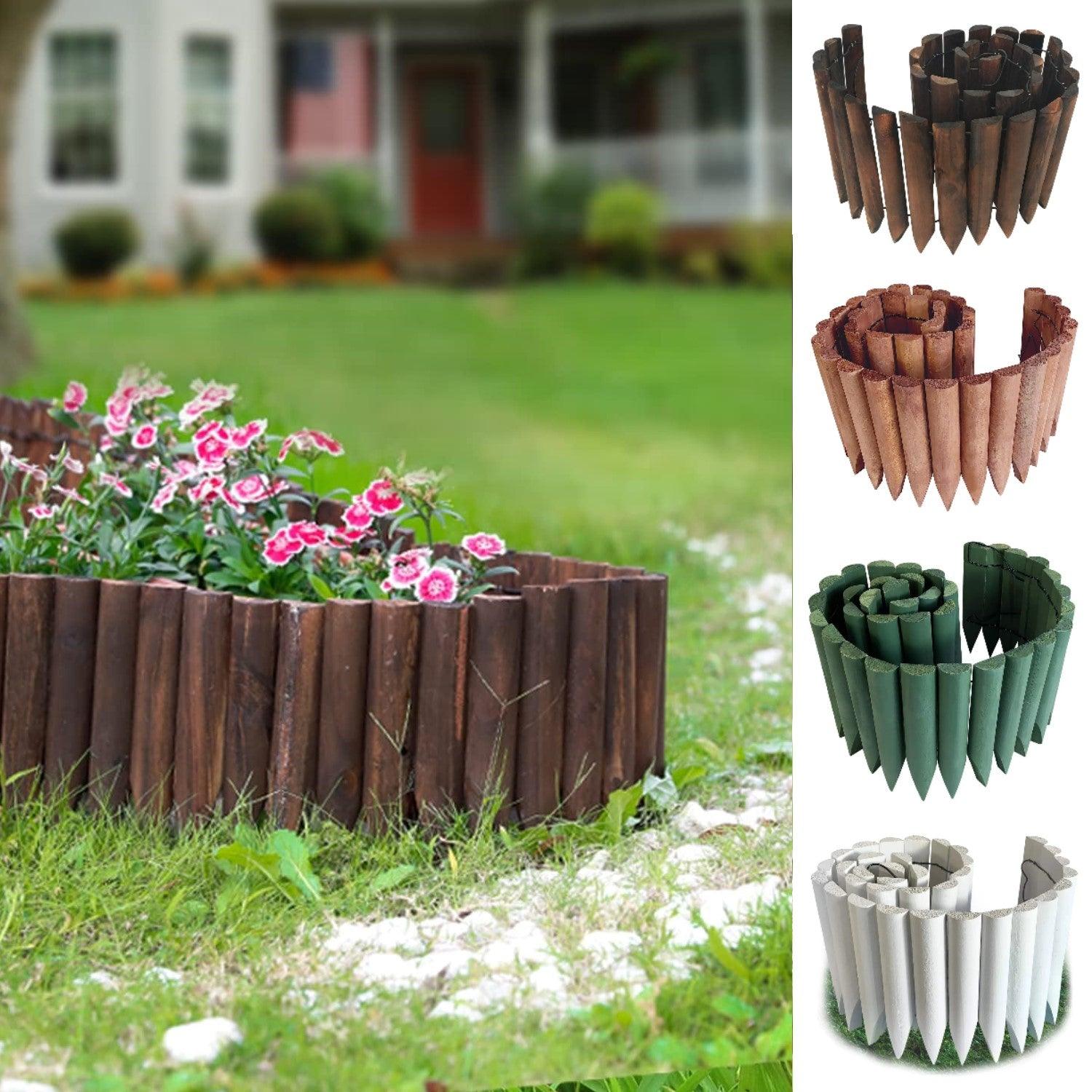 Decorative Wooden Garden Spikes Flexible Short Edging Fence