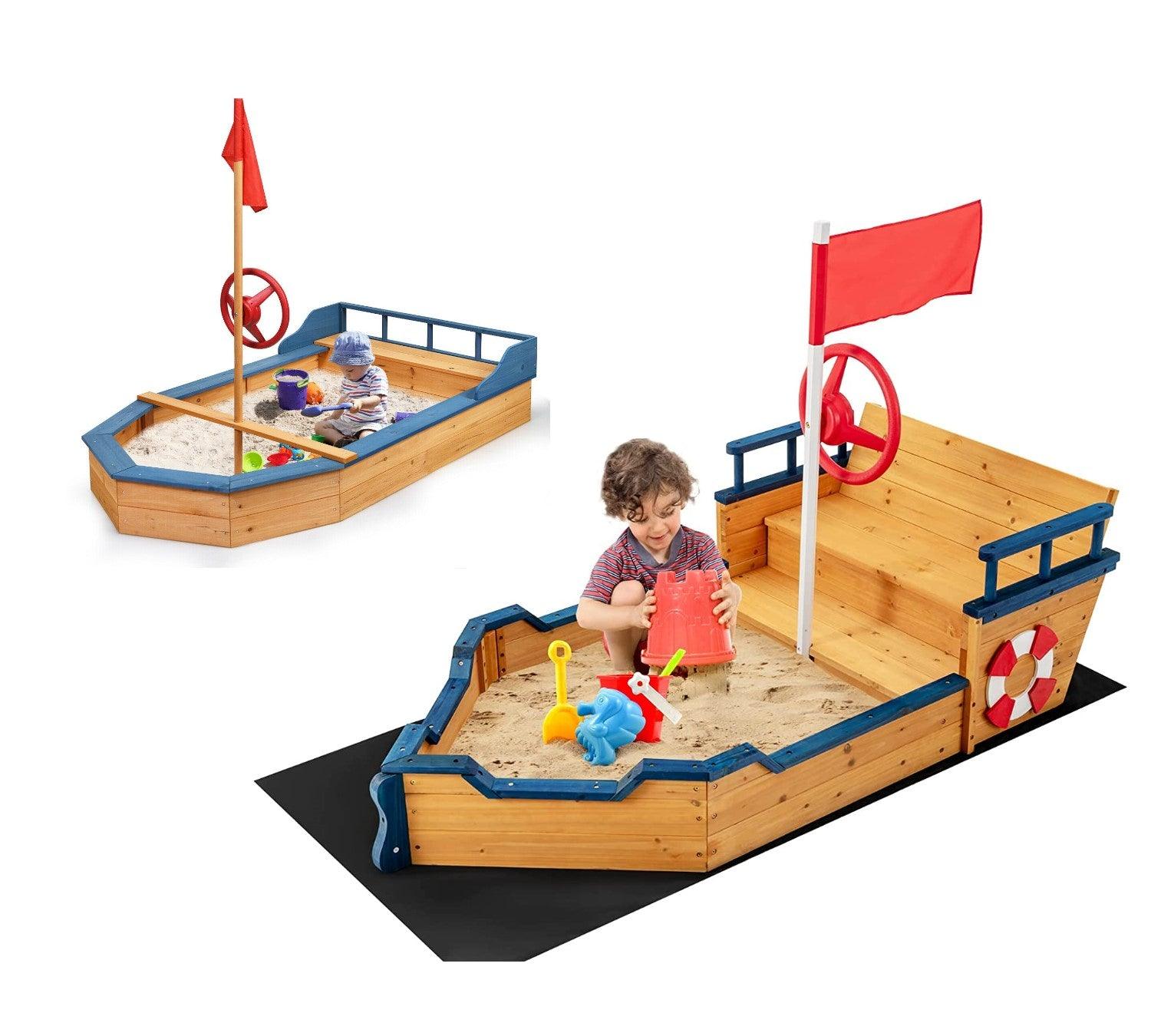 Wooden Pirate Sandboat with Bench Seat