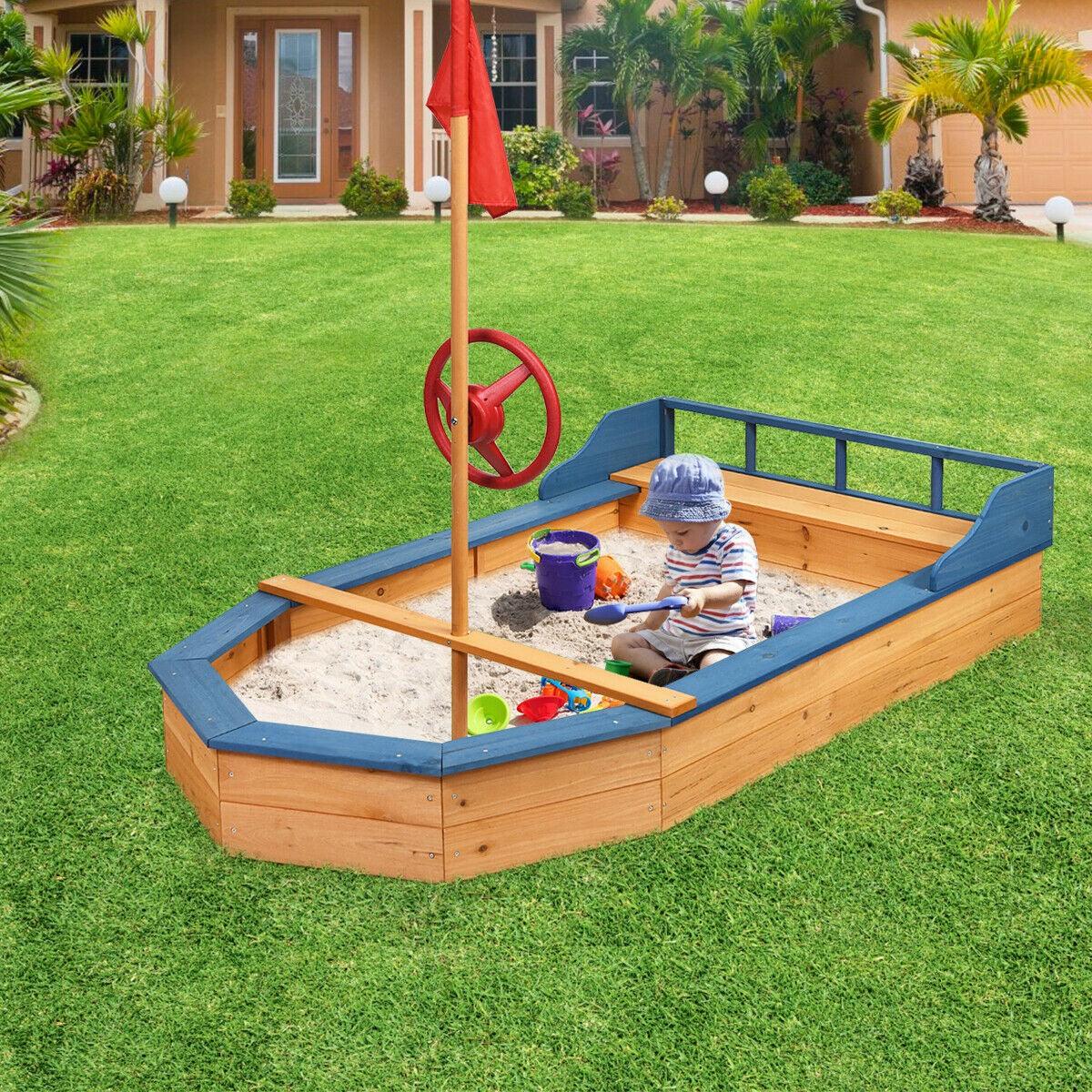 Wooden Pirate Sandboat with Bench Seat