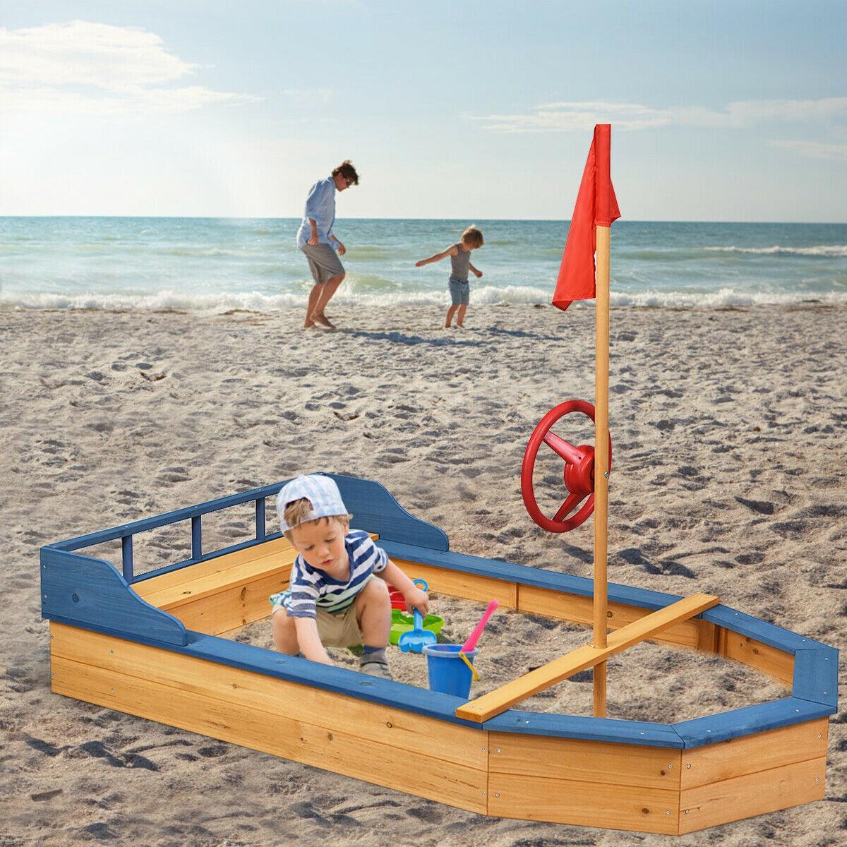 Wooden Pirate Sandboat with Bench Seat